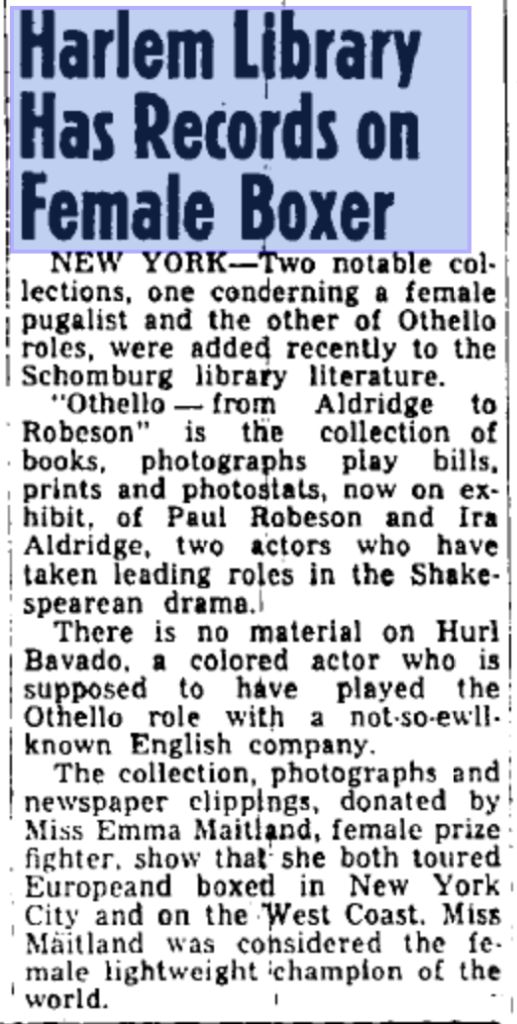 Emma Chambers Maitland, African-American Female Boxer in the 1920s and ...